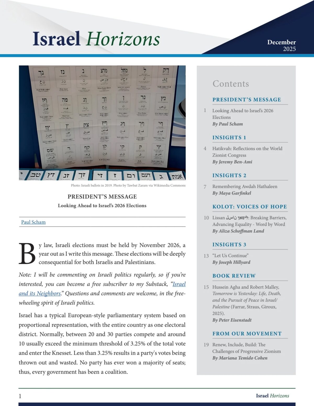 Israel Horizons – All Issues – Partners For Progressive Israel