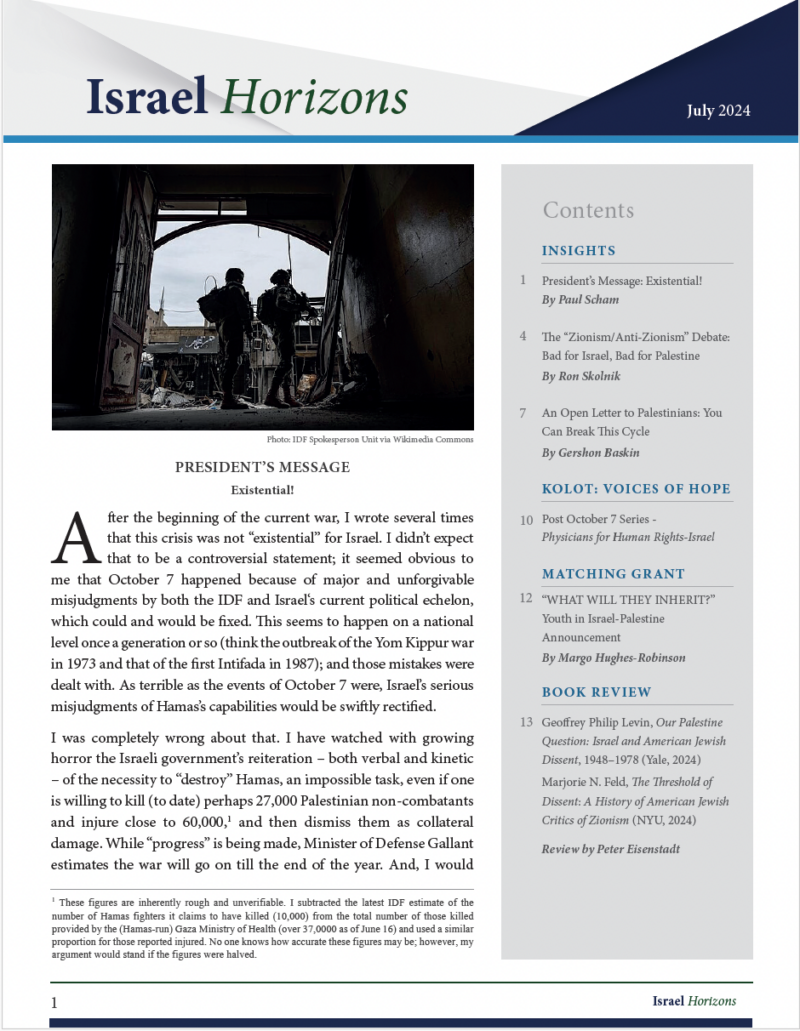 Israel Horizons – All Issues – Partners For Progressive Israel