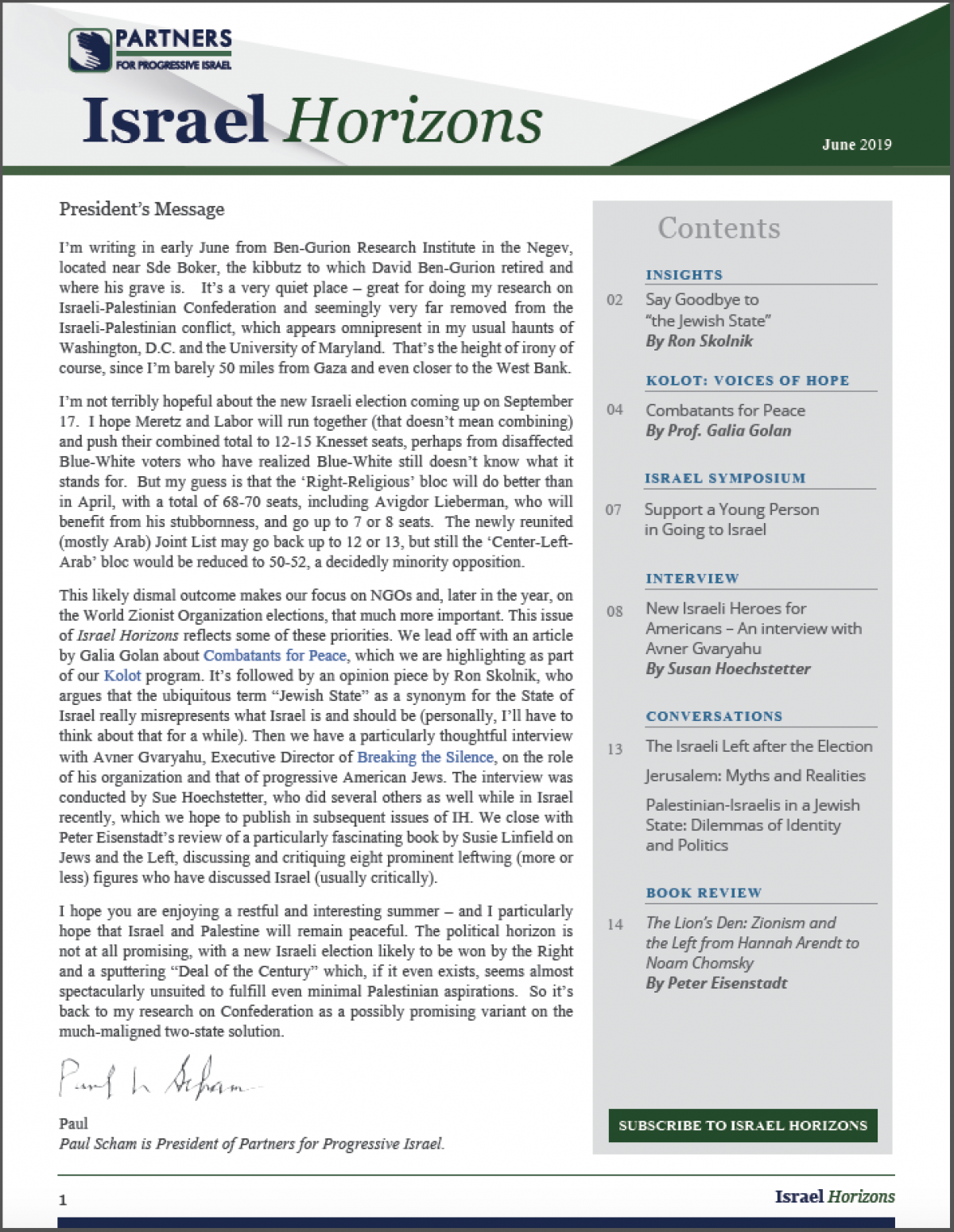 Israel Horizons – Partners For Progressive Israel